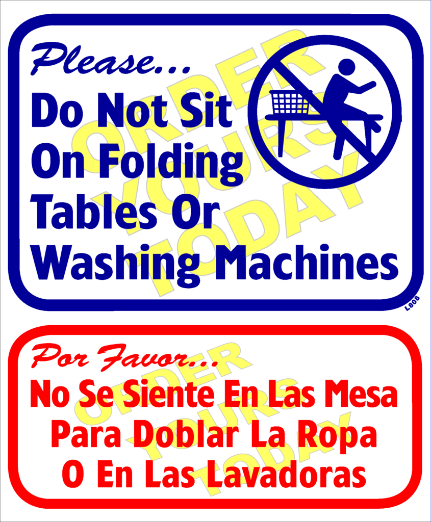 13.5″×16″ Bilingual Durable Screen Printed Plastic Laundry Sign – Vend‑Rite